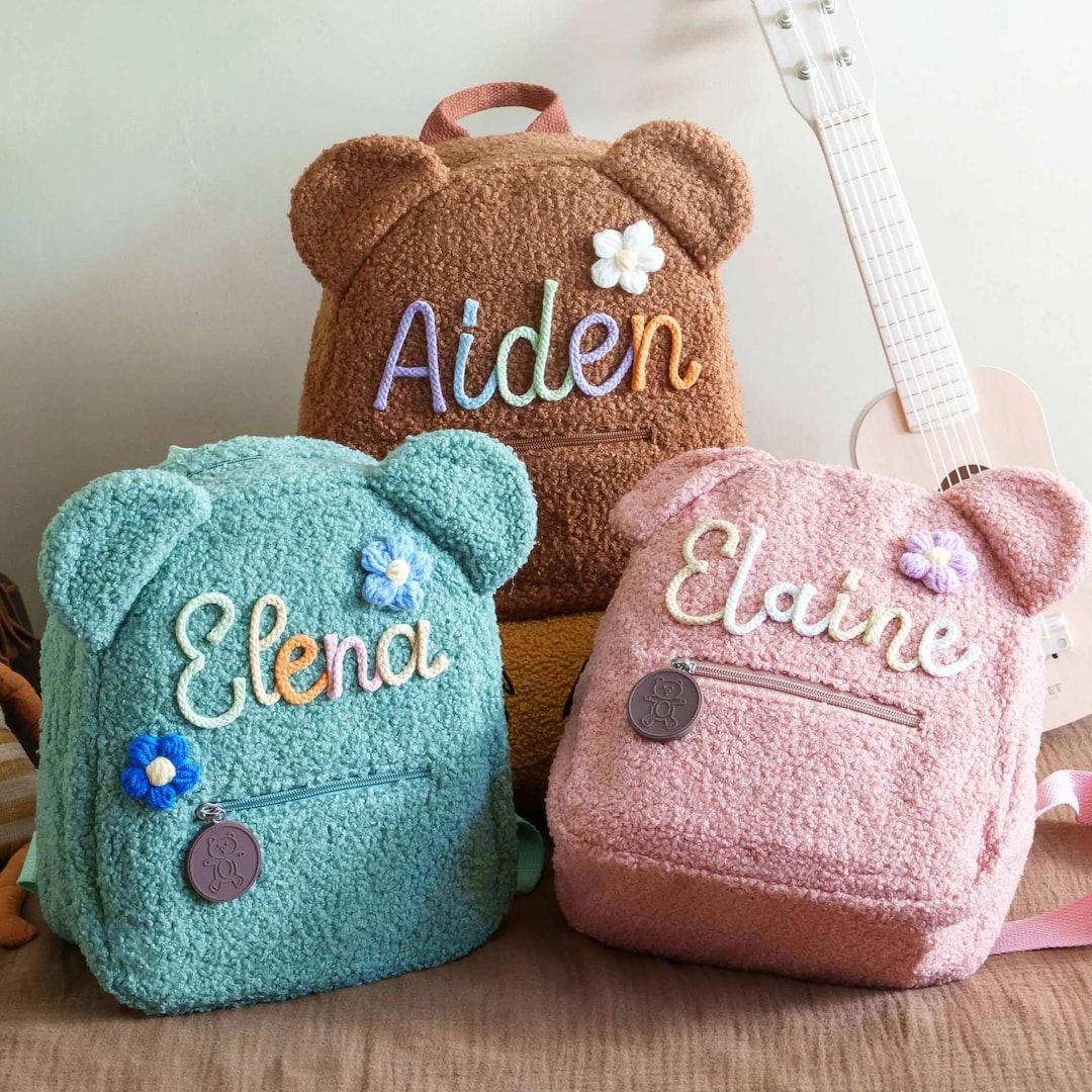 Personalized Teddy Bear Backpack, Kids Gift, Embroidered Name Backpack ...