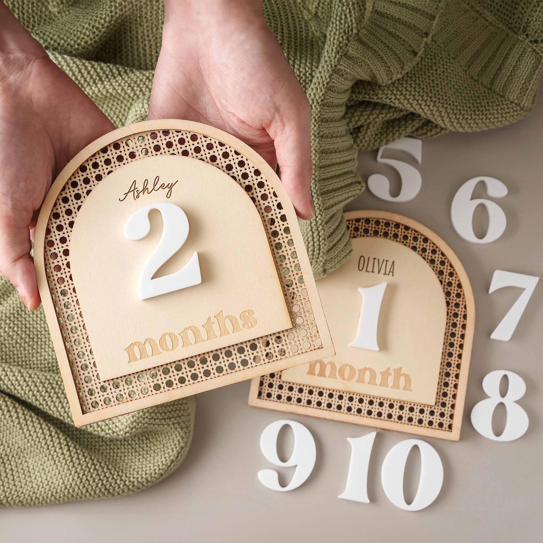 Personalized Baby Monthly Milestones, Gift for Newborn, Engraved Name ...