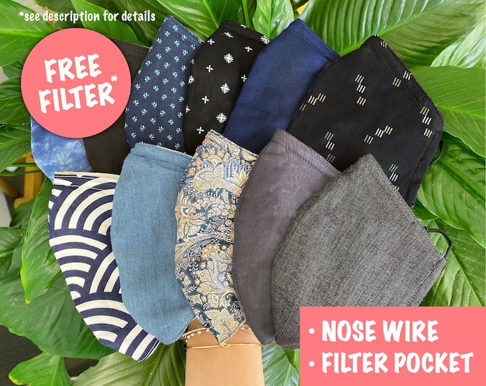 Nose Wire Muslin Cotton Filter Pocket 4 Layers Face Mask Mother Gift ...