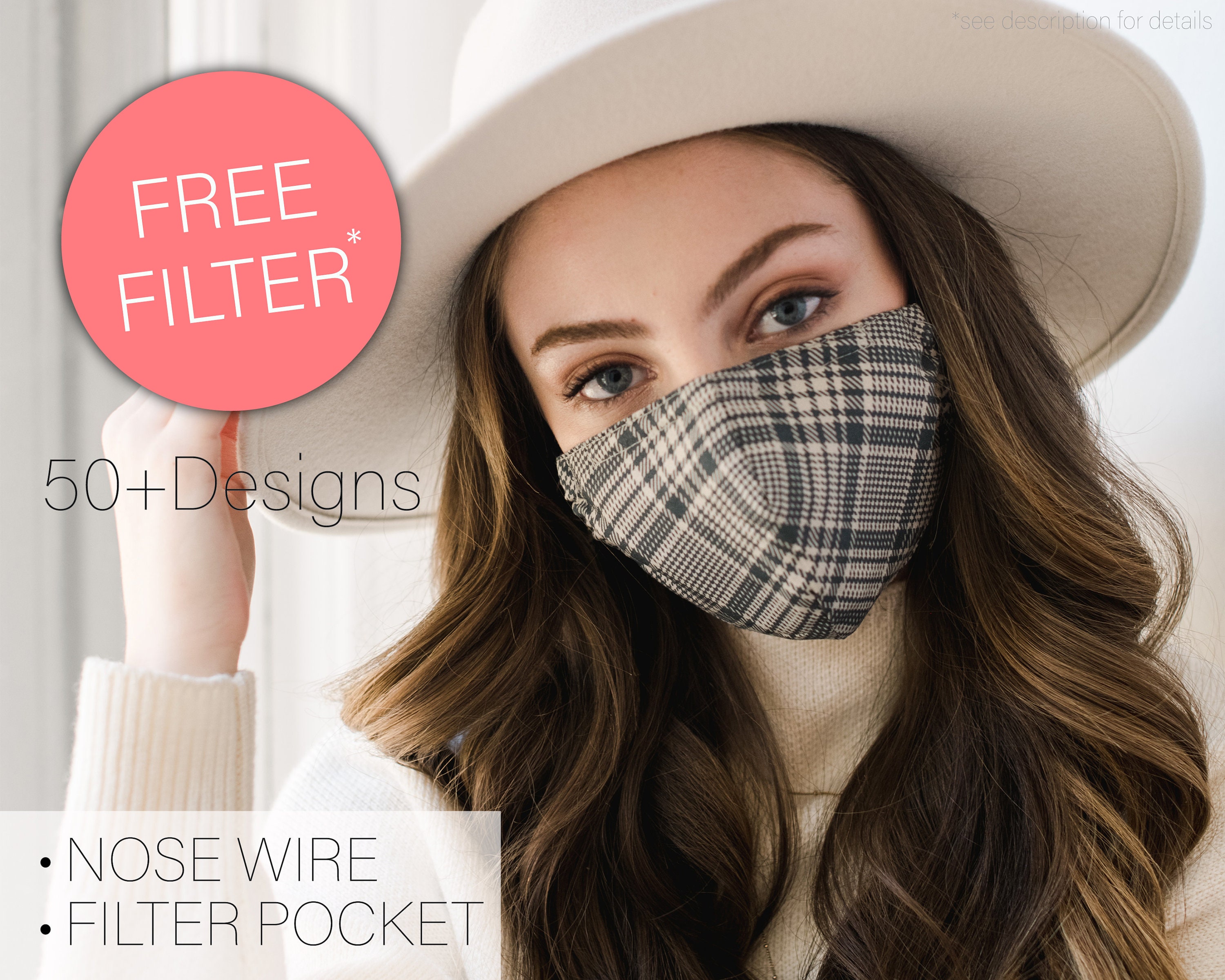 Cotton Face Mask Nose Wire Filter Pocket 4 Layers Face Mask | Etsy