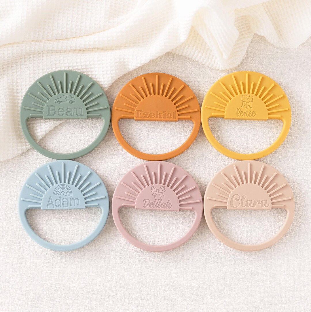 Personalized Silicone Teether, Baby Shower Gift, Custom Baby Teething ...