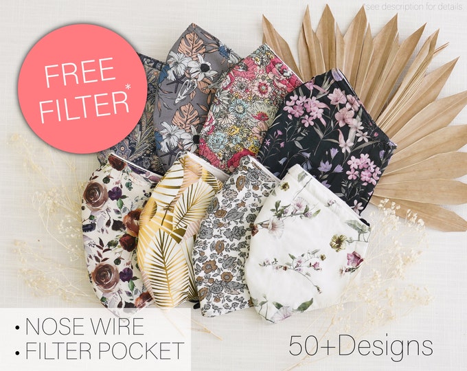 Nose Wire Muslin Cotton Filter Pocket 4 Layers Face Mask Mother Gift ...