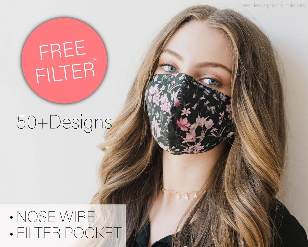 Cotton Face Mask With Nose Wire Filter Pocket 4 Layers Face Mask ...