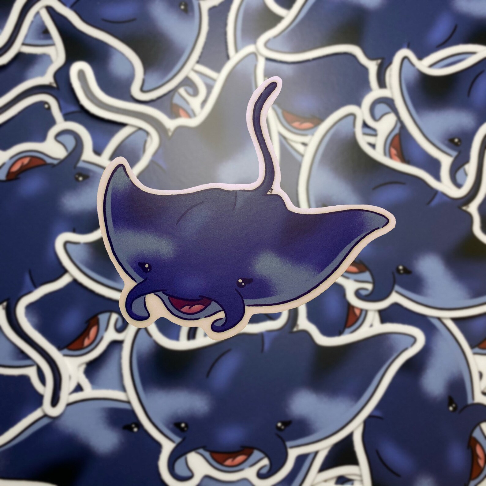 Cute Manta Ray Vinyl Sticker - Etsy Ireland