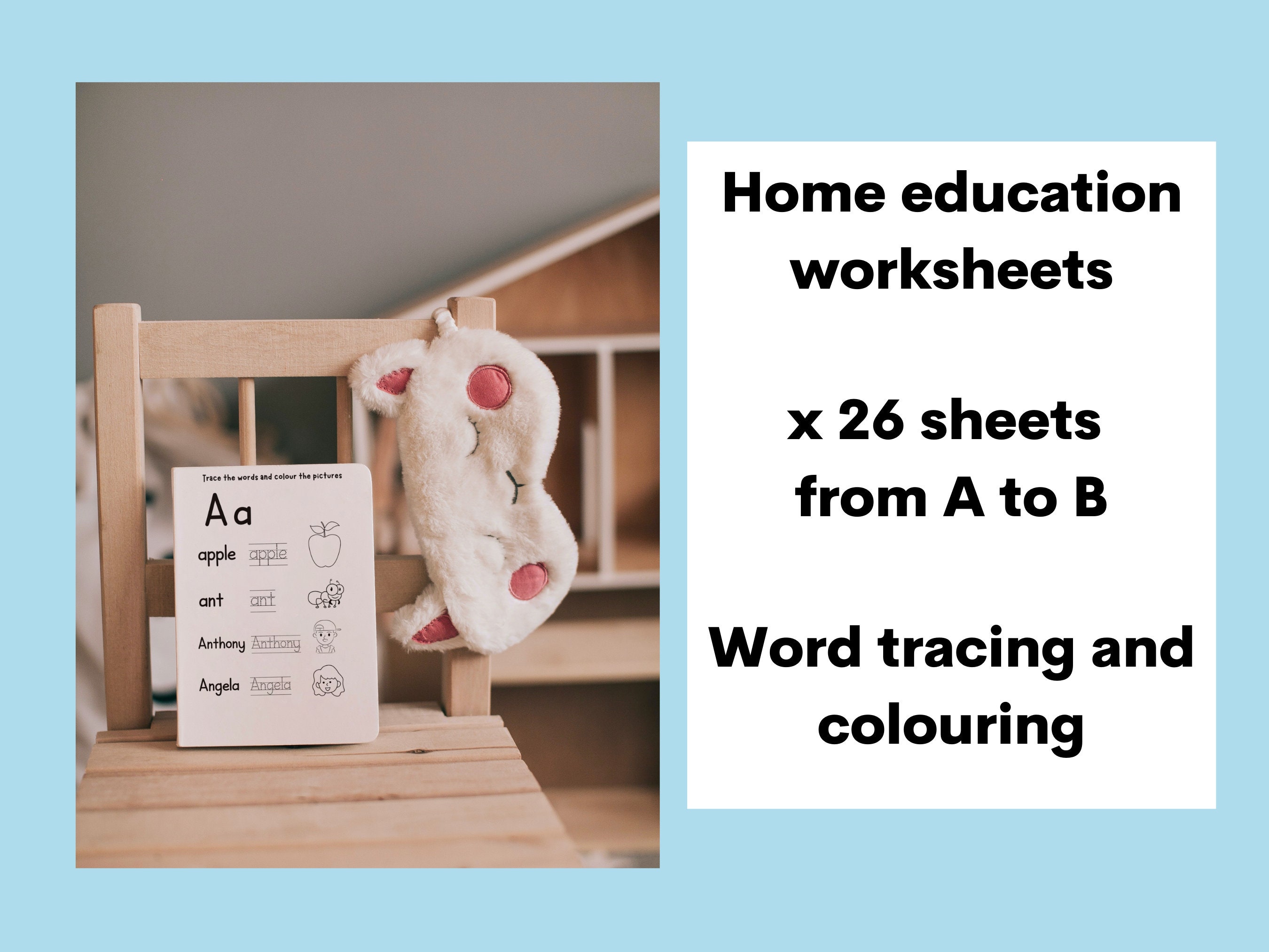 Home Education Worksheets Word Tracing and Colouring - Etsy