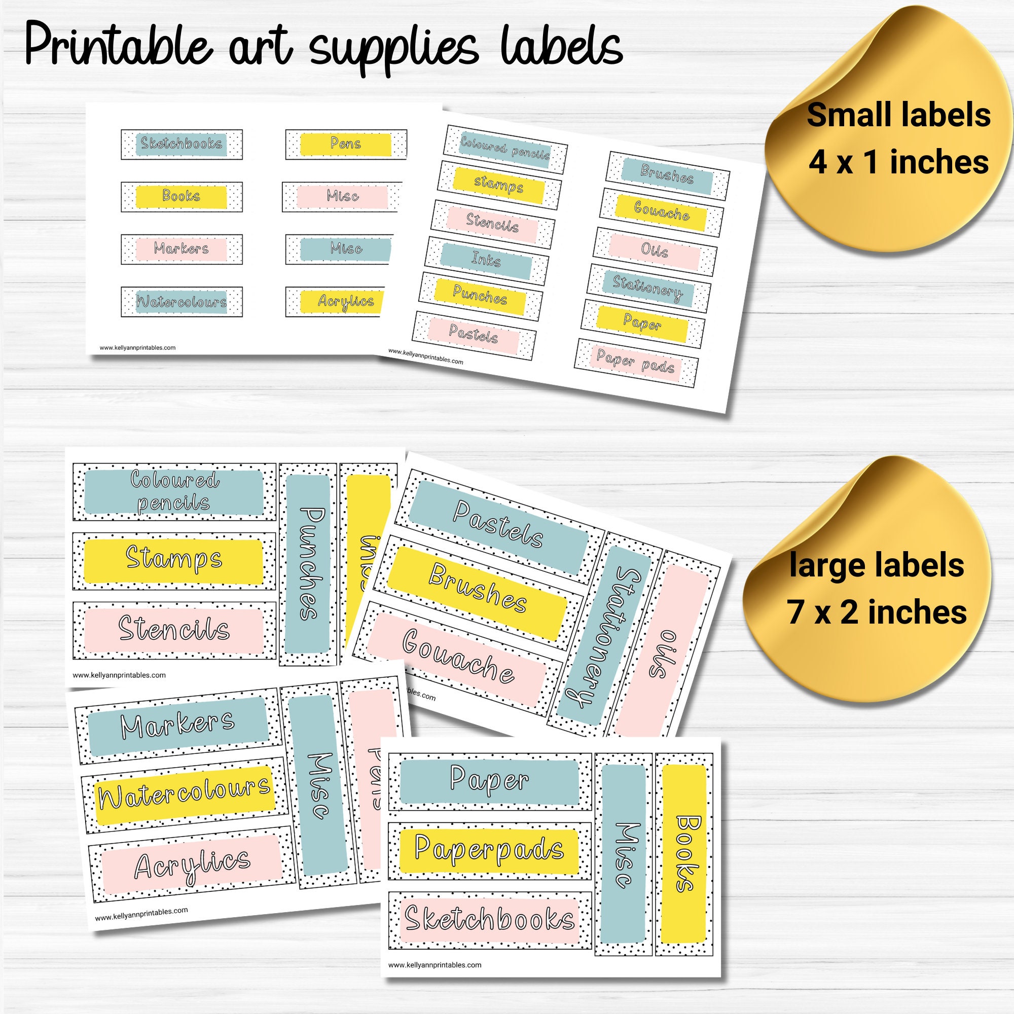 Printable Storage Labels for Art Supplies Rectangle Storage - Etsy