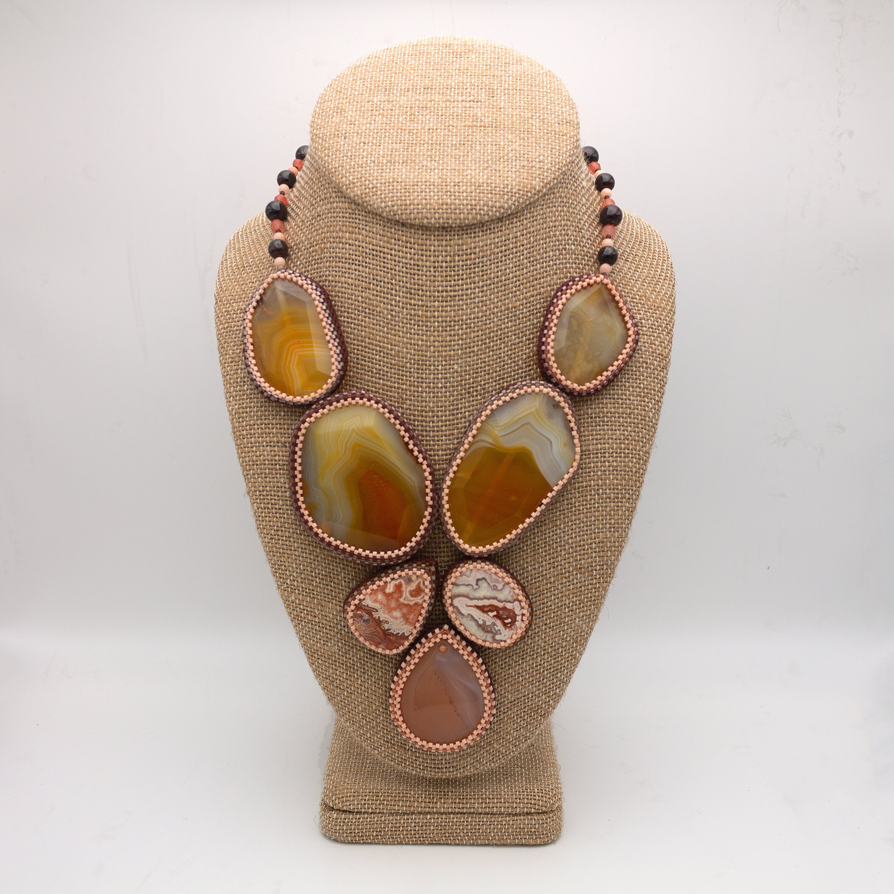 Hand Made Quartz Jacinth and Coral Stone Necklace - Etsy