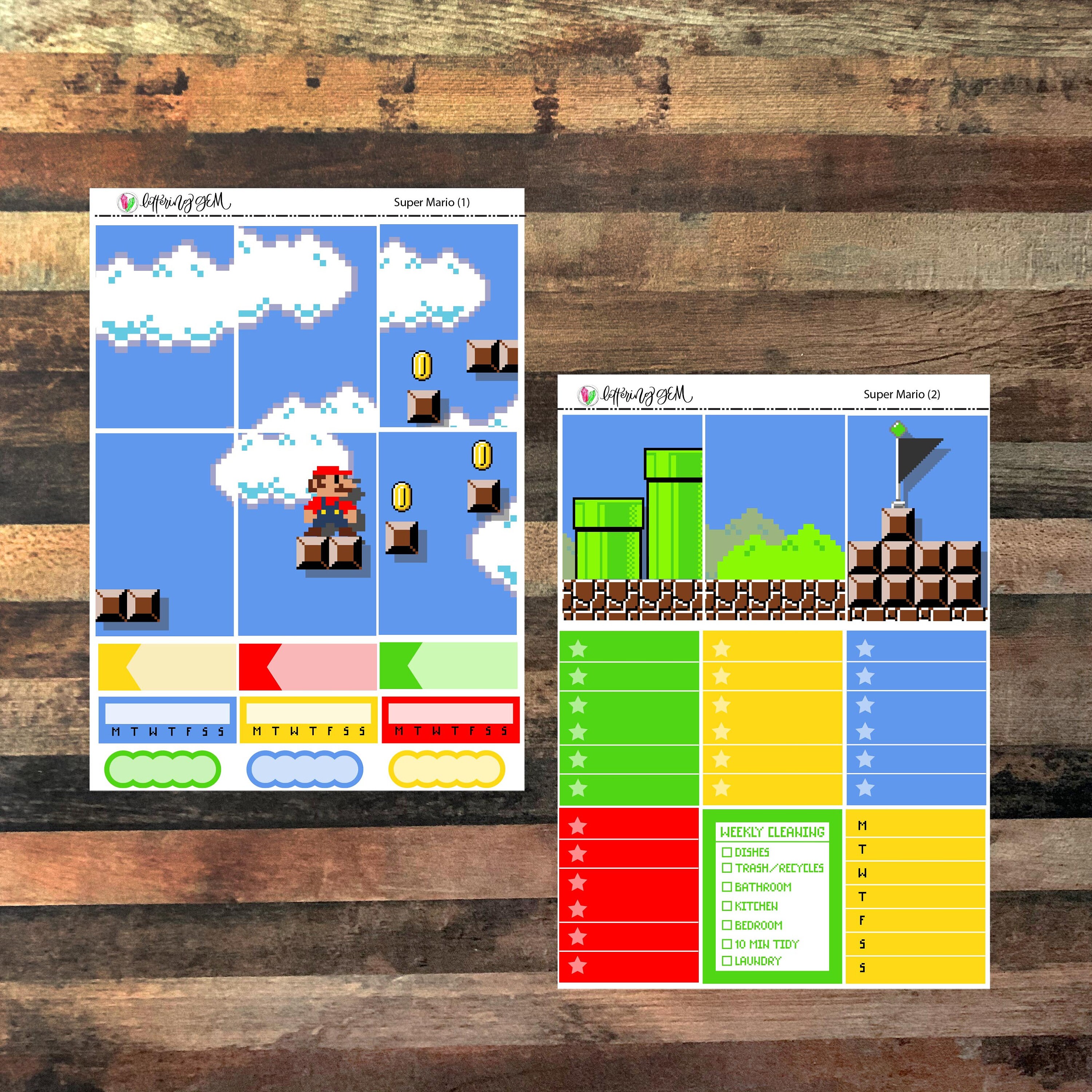 Super Mario Weekly Sticker Kit Vertical Planner Kit | Etsy