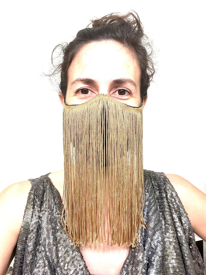8" Antique Gold Fringe Mask - Etsy