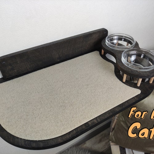 Cat Feeder Shelf Cat Shelves Cat Shelf With Raised Bowls - Etsy