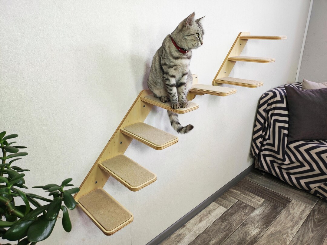 Wall-mounted Cat Ladder Set: Cat Wall Ladder With 3 Steps and 4 Steps ...