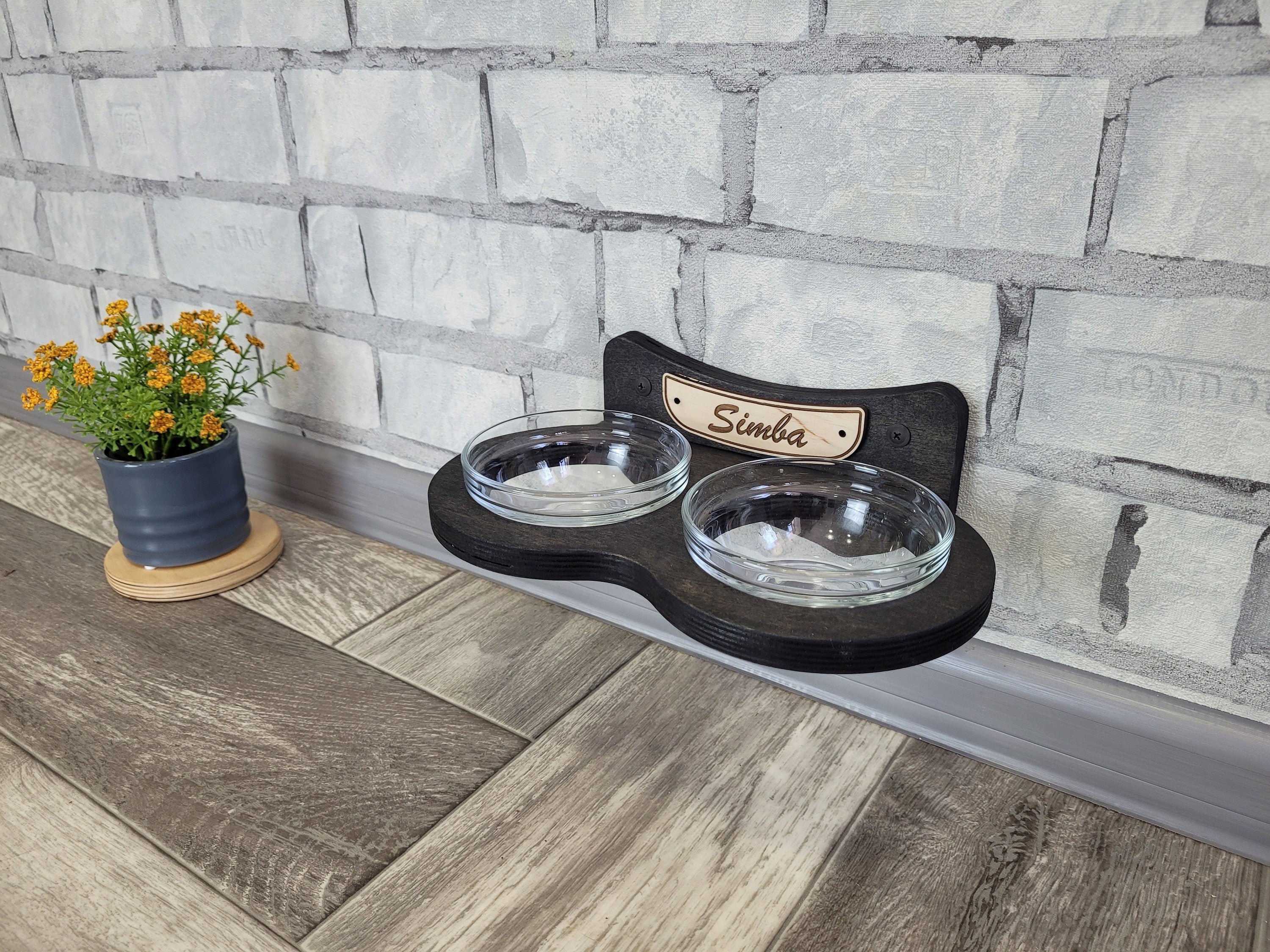 Cat bowls Pet bowls Cat feeding shelf Cat wall shelves | Etsy