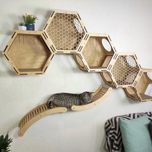 Hexagon Cat Shelf, Cat Climbing Wall, Wall Mounted Cat Bed, Cat Wall ...
