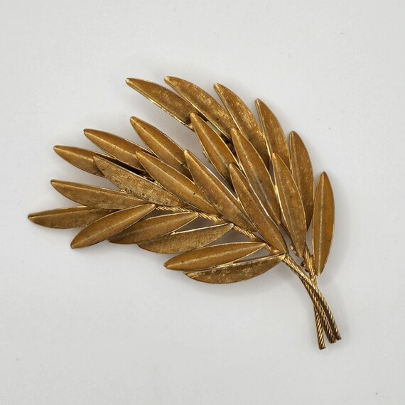 Gold Texture Branch of Leaves Brooch Leaf Spray Pin - Etsy
