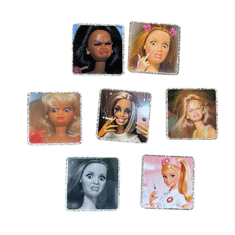 Funny Barbie Face Badge - Etsy