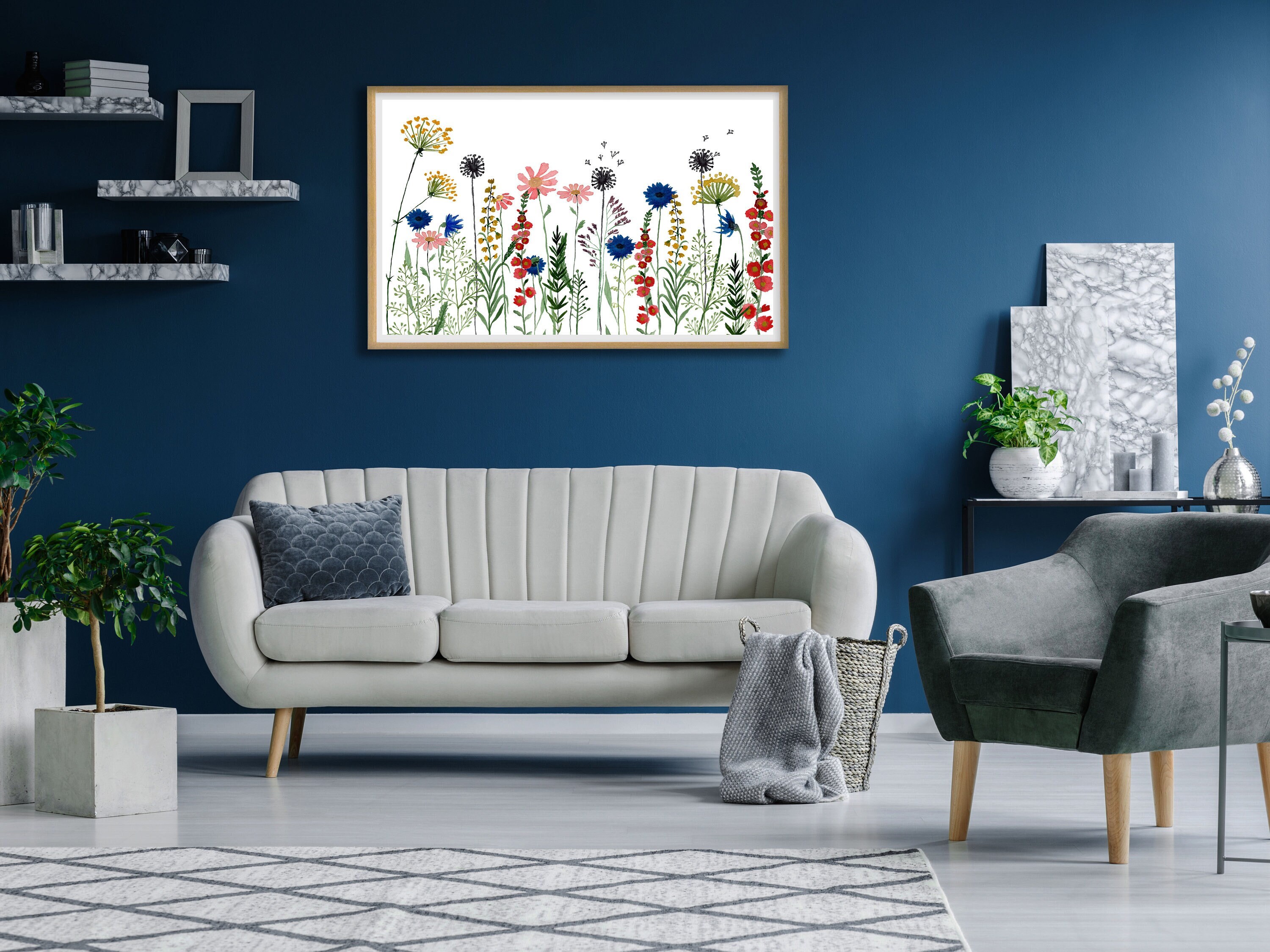 Horizontal Digital Print Download Wildflower Printable Wall - Etsy