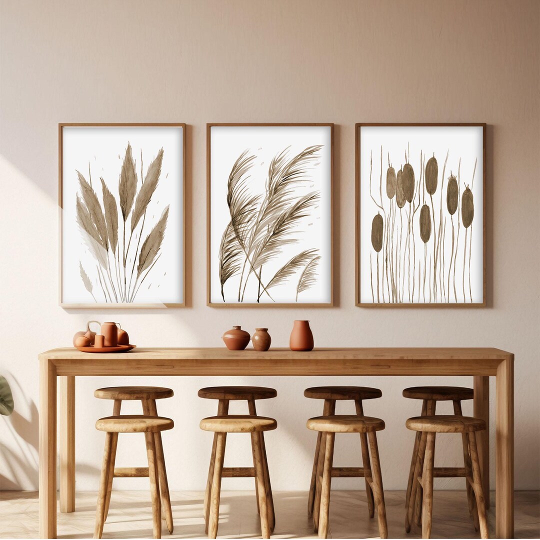 Printable Reeds and Grass Gallery Wall Set of 3 Prints Neutral Boho ...