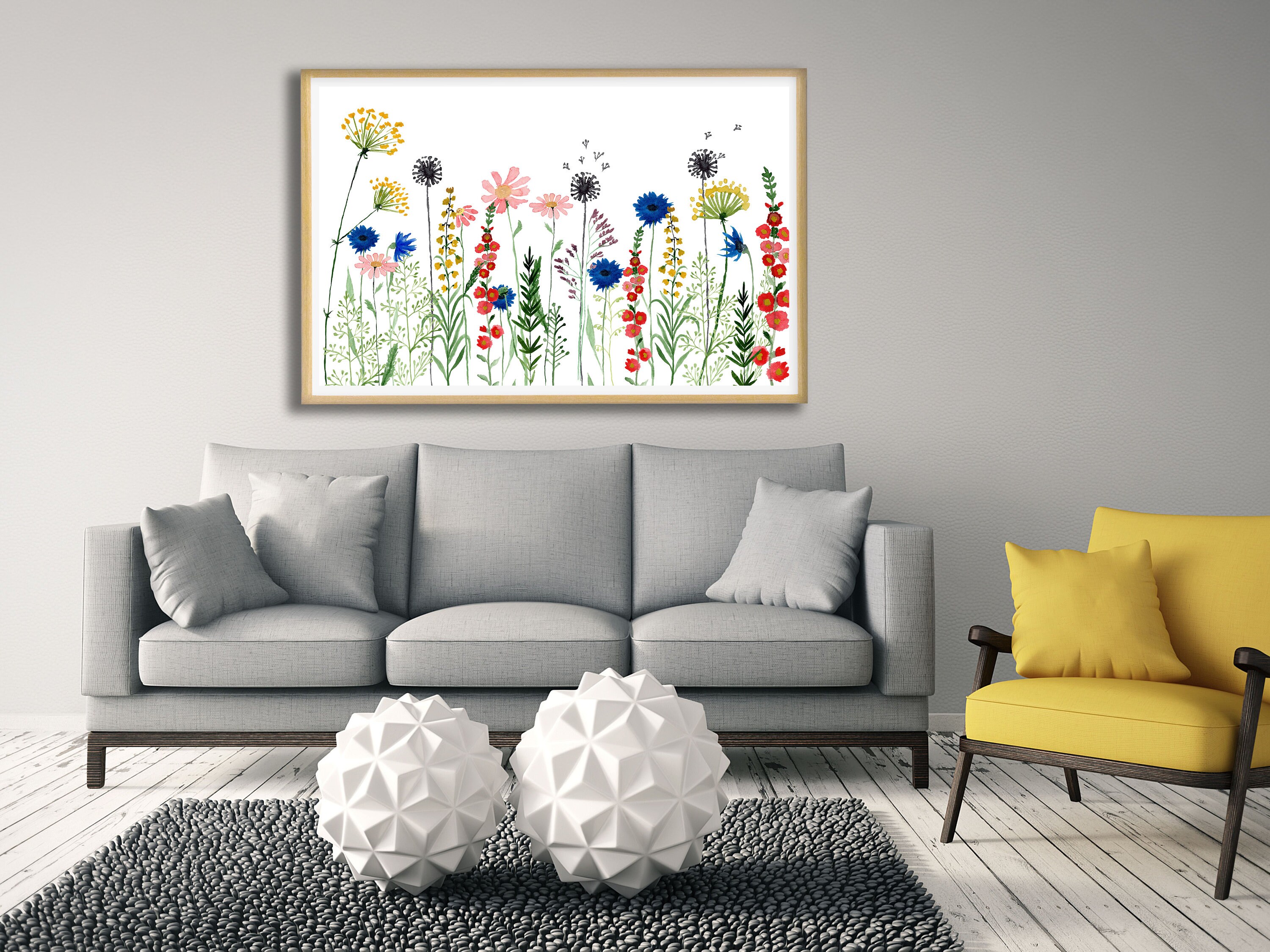 Horizontal Digital Print Download Wildflower Printable Wall - Etsy