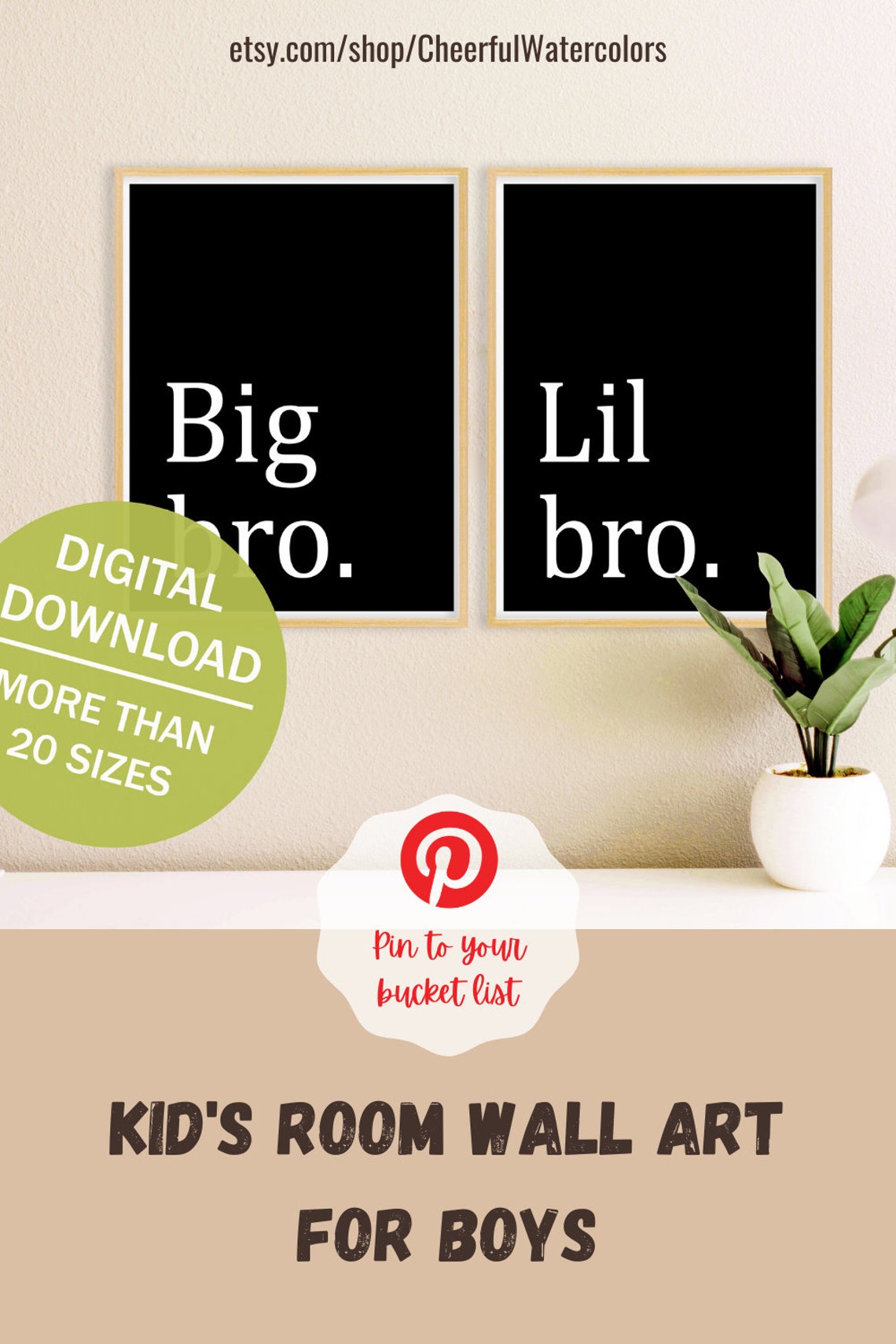 Big bro little bro print bro printable wall art siblings | Etsy