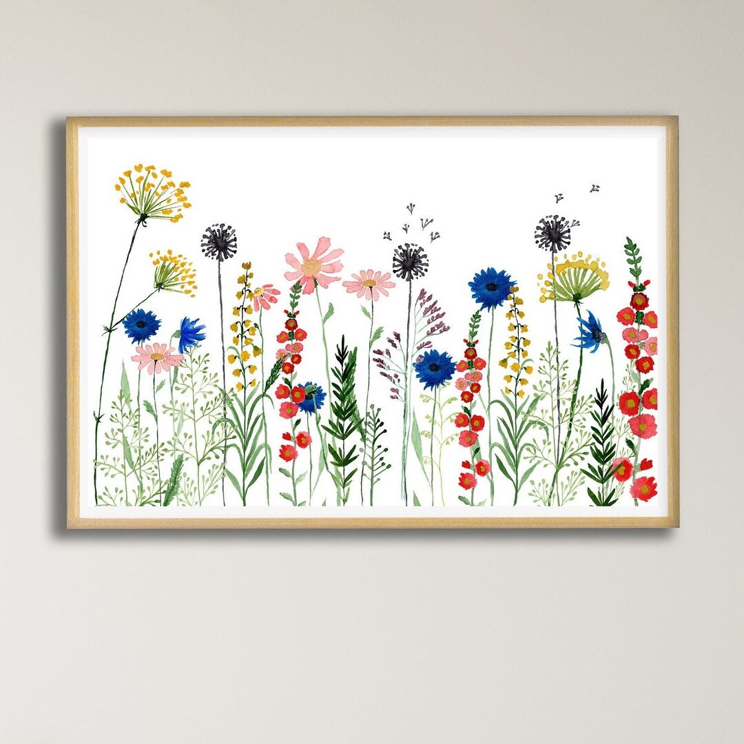 Horizontal Digital Print Download Wildflower Printable Wall - Etsy