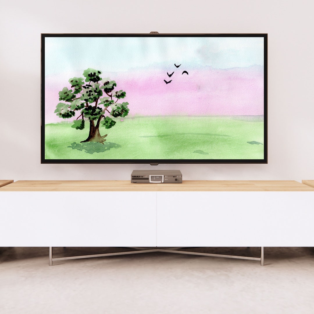 Frame TV Art Painting Abstract Tree Watercolor Painting Digital ...