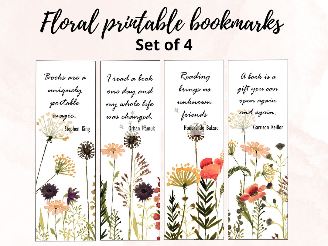 Custom Bookmarks Set, Wildflower Printable Bookmarks Reader Gift ...