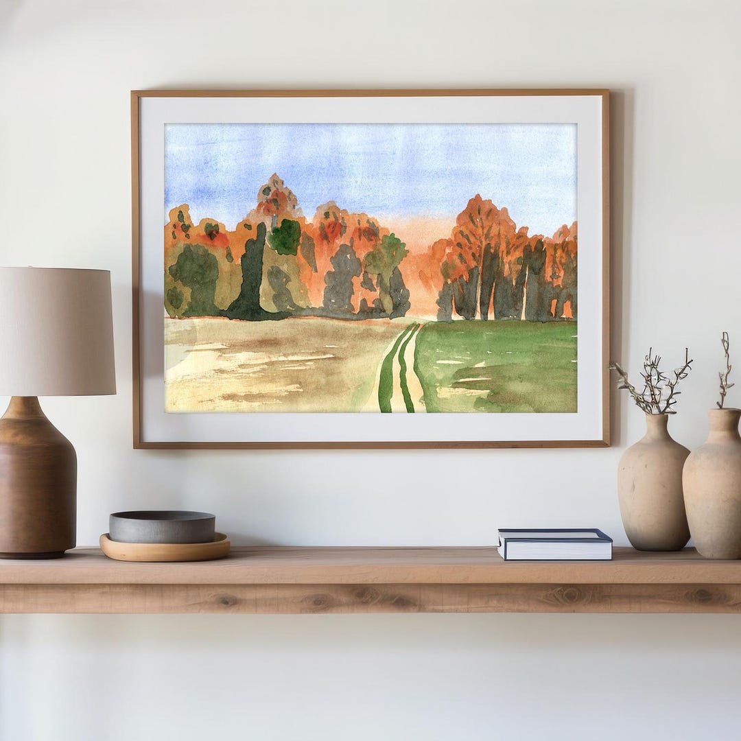 Fall Landscape Print, Fall Watercolor Print, Fall Abstract Art ...
