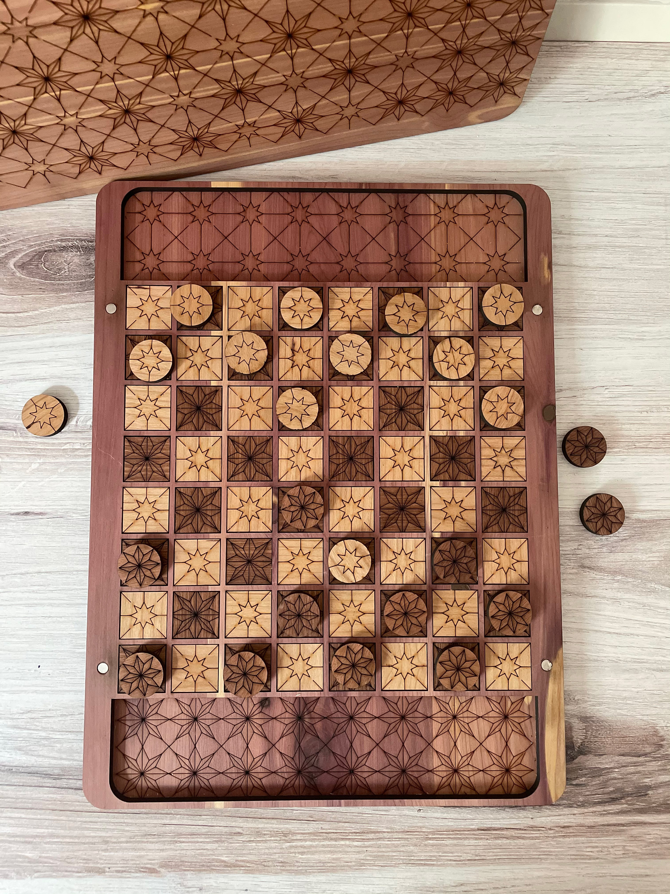 Checker Board Game Set, Classic Board Game, Wooden Checkerboard, Family ...