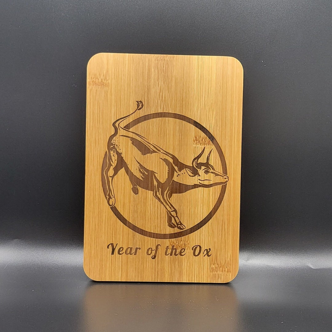 Ox, Chinese Zodiac Engraved Display Board, Ox, Wood Cheese Board, Good ...
