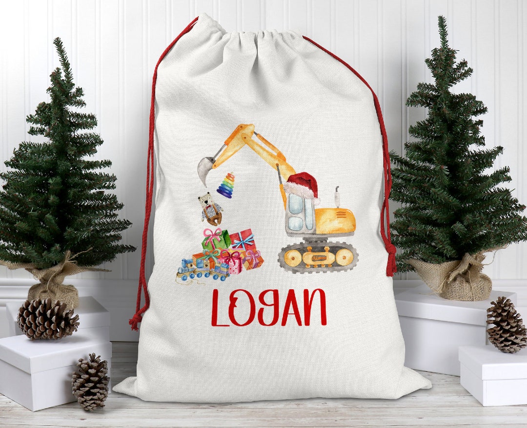 Construction Digger Christmas Sack, Personalised Santa Sack, Christmas ...