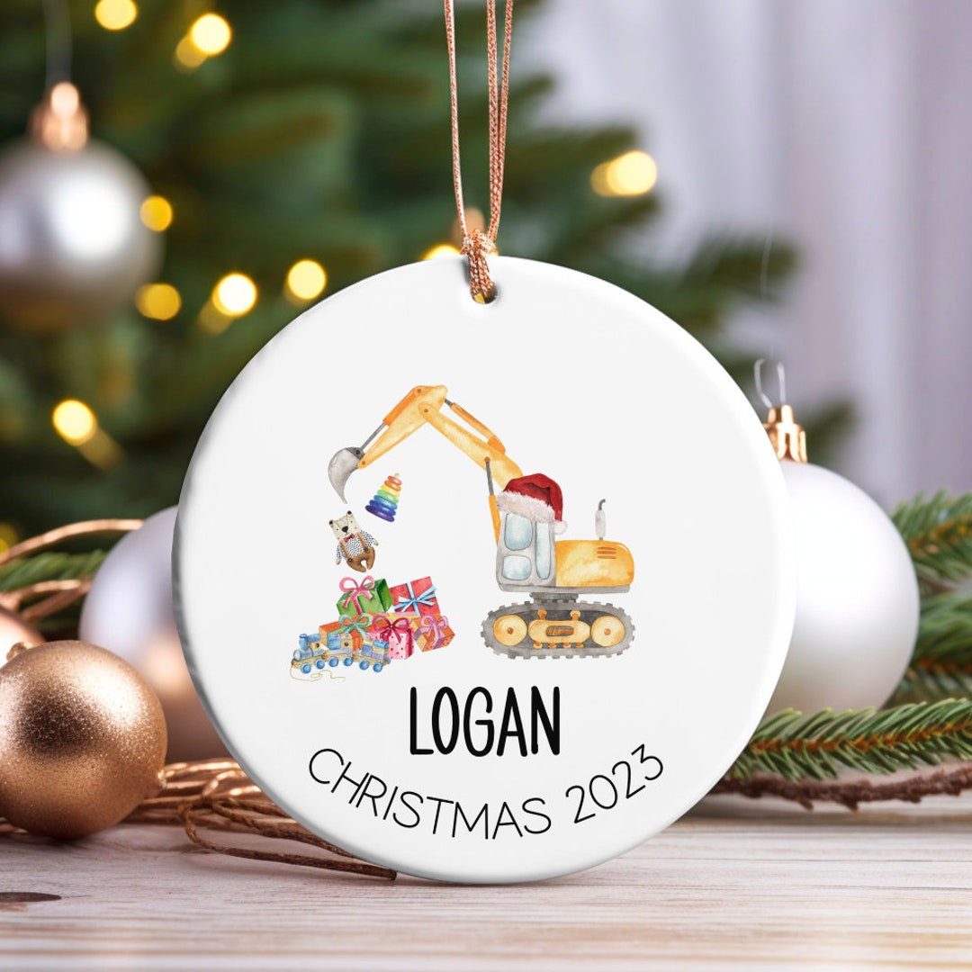 Construction Digger Ceramic Christmas Ornament, Personalised Ornament ...