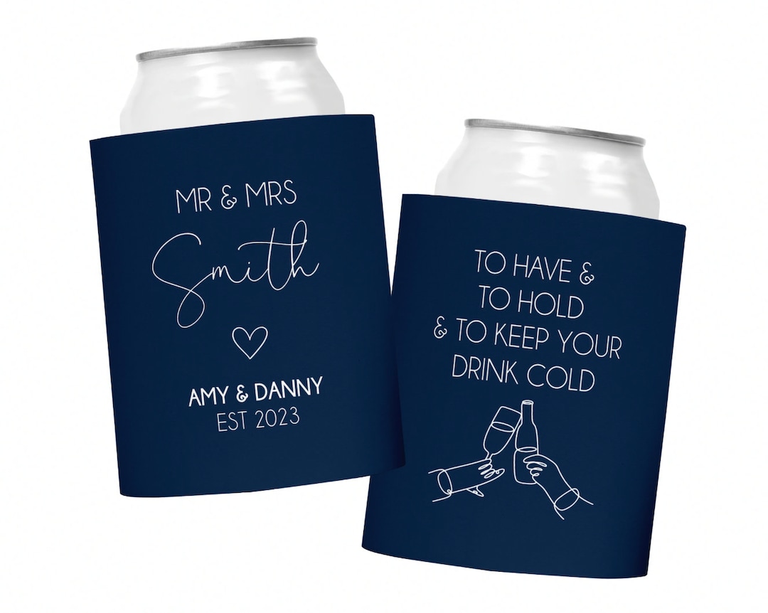 Wedding Stubby Holder, 5mm Neoprene, Wedding Stubby Cooler With Base ...