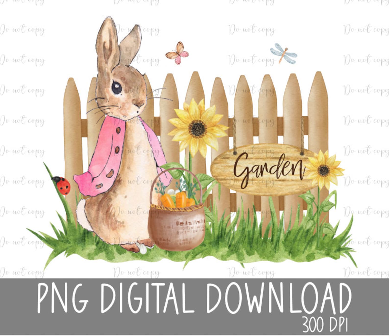 Flopsy Garden Png, Peter Rabbit, Easter Png, Heat Press, Digital ...