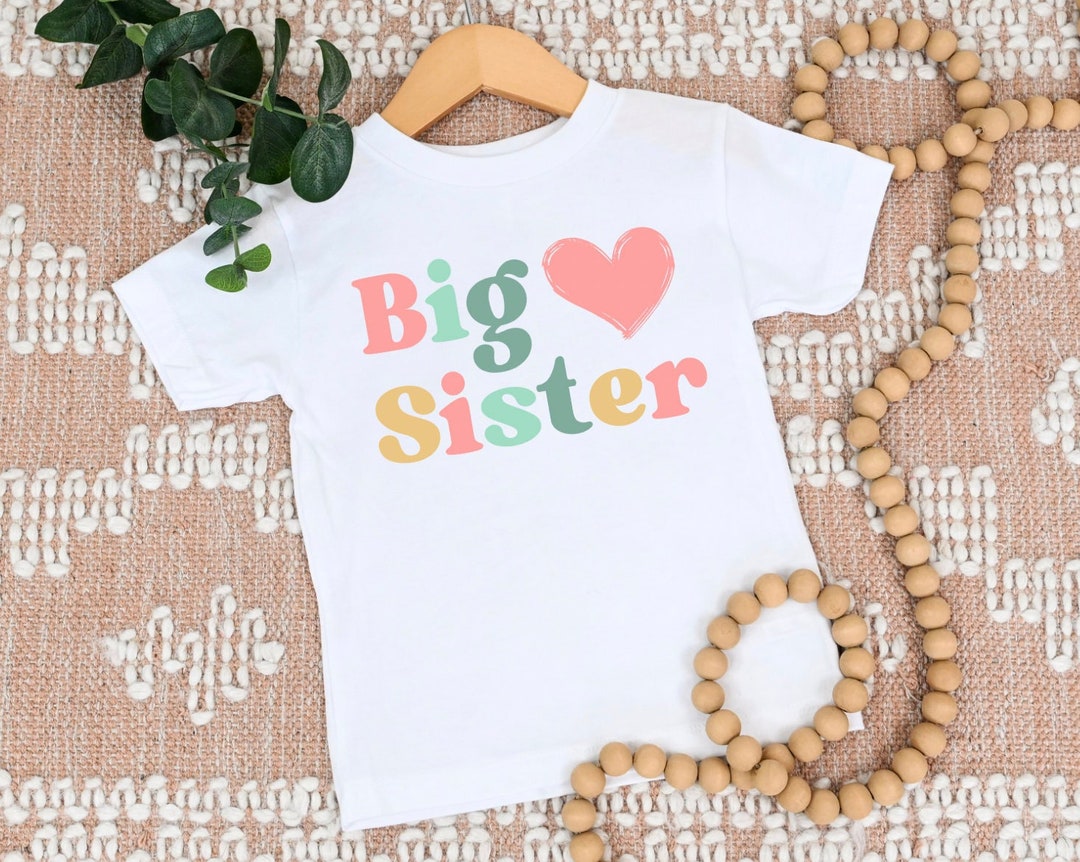 Big Sister T-shirt, Big Sister Boho T-shirt, Promoted to Big Sister, Personalised T-shirt ...