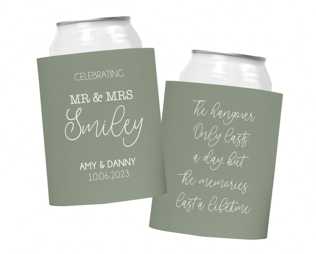 Wedding Stubby Holder, 5mm Neoprene, Wedding Stubby Cooler With Base ...