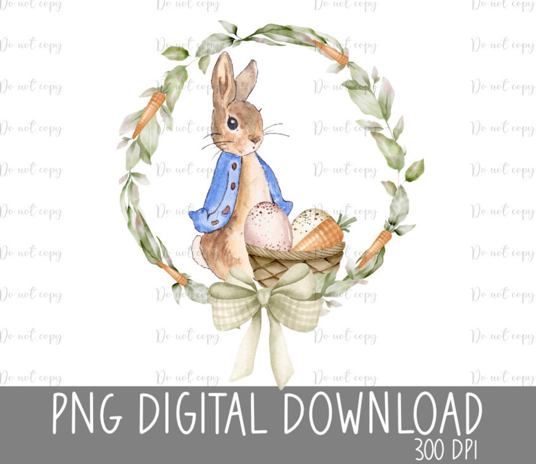 Peter Rabbit Easter Wreath Png, Peter Rabbit, Vintage Easter Wreath ...