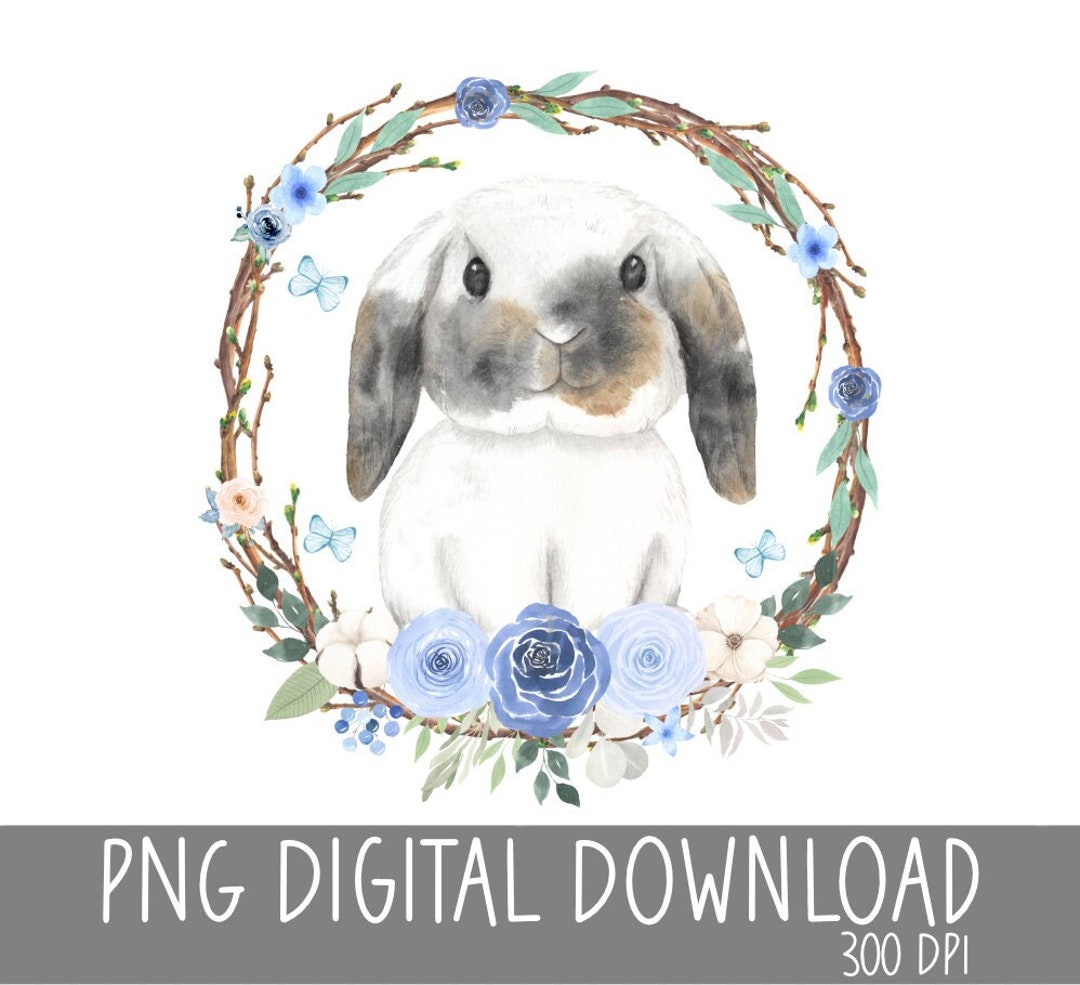 Watercolor Rabbit Wreath Png, Floral Bunny Rabbit, Easter Wreath, Heat ...