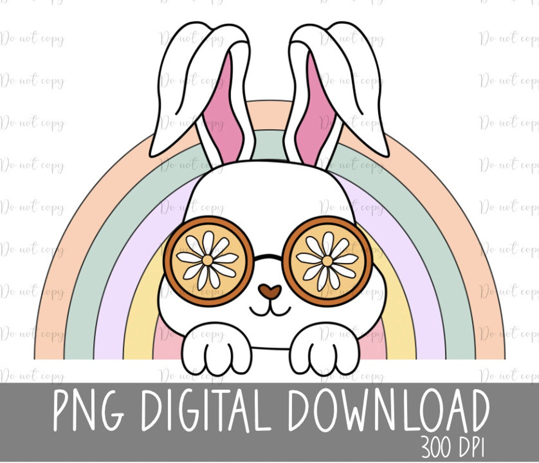 Retro Easter Png, Retro Clipart, Groovy Bunny Rabbit, Heat Press ...