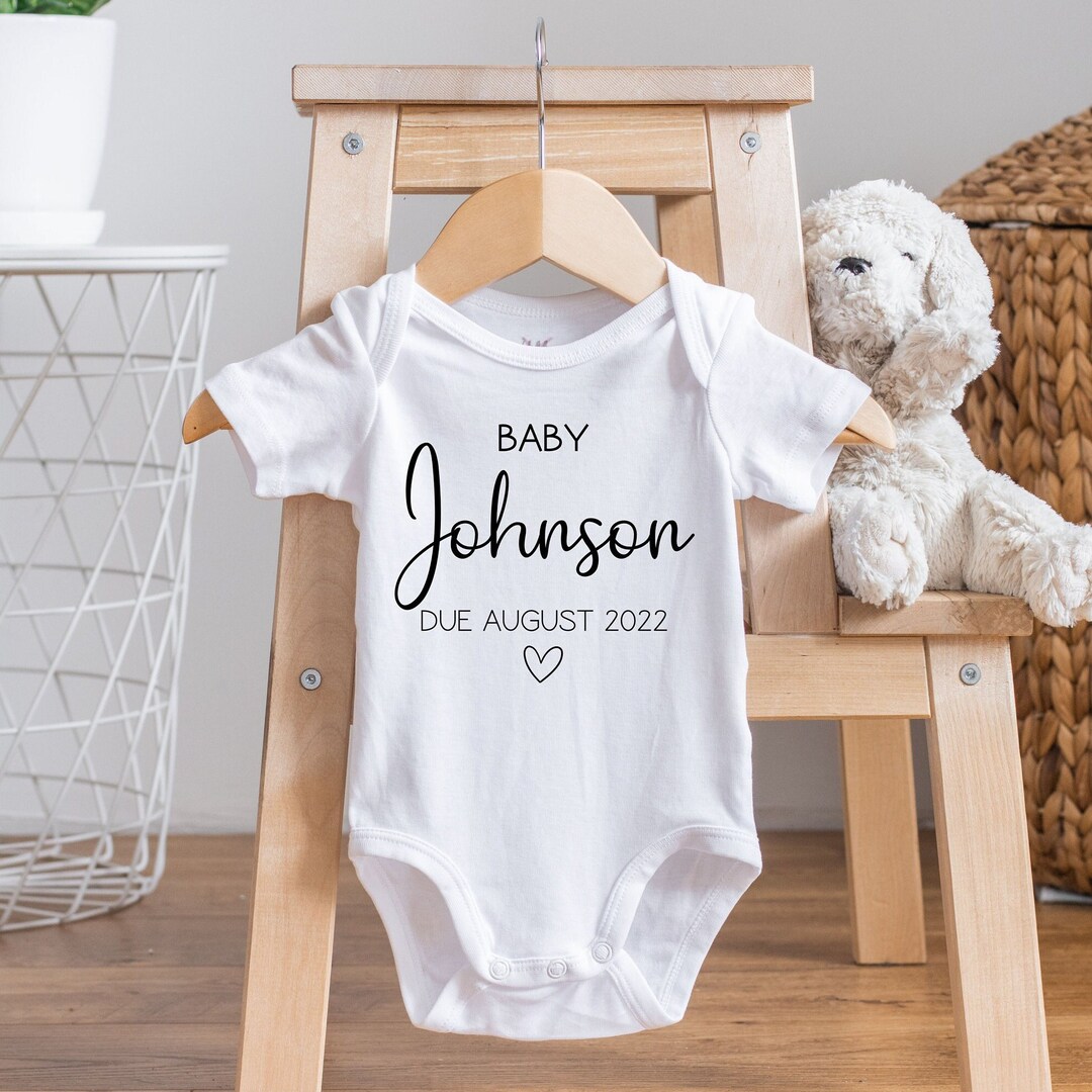 Pregnancy Announcement Baby Bodysuit, Birth Date Baby Romper ...