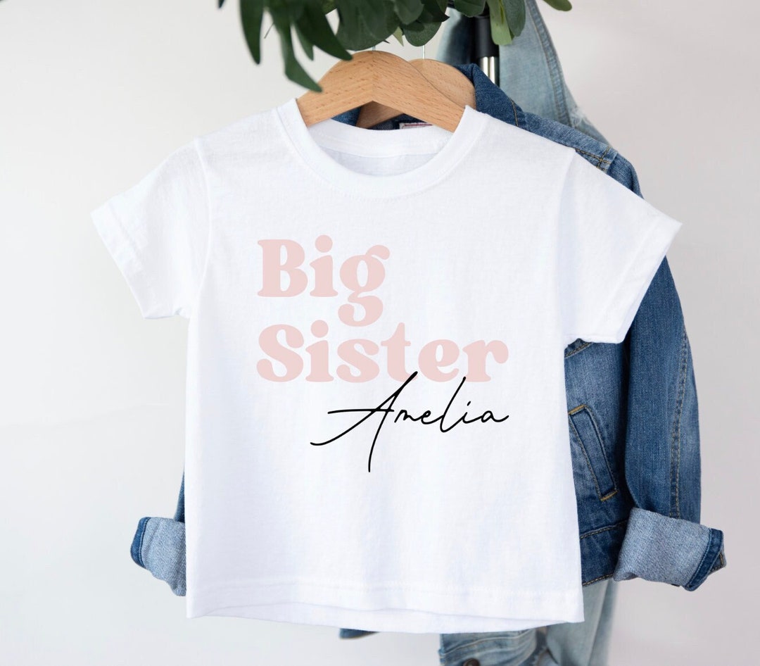 Big Sister T-shirt, Big Sister Boho T-shirt, Promoted to Big Sister, Personalised T-shirt ...
