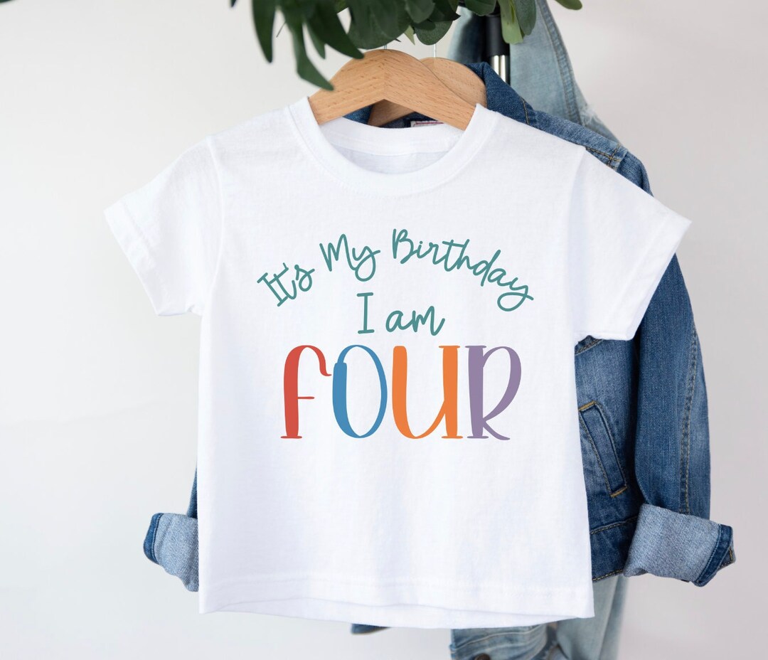It's My Birthday I Am Four T-shirt, Birthday Tee, Four T-shirt, Fourth ...