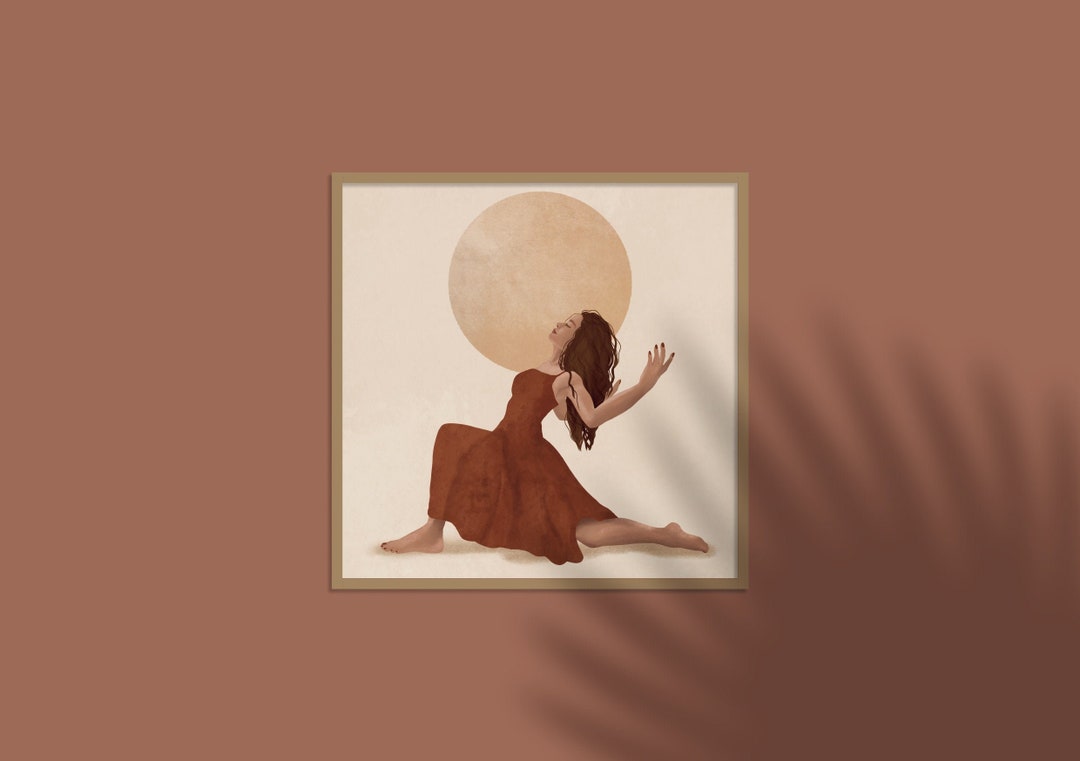 Yoga Wall Art Sun Illustration Poster Meditation Decor Asana Painting ...