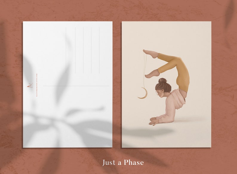 Sun and Moon Postcards Yoga Poses Cards Mini Yoga Print Asana - Etsy