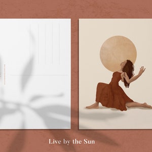 Sun and Moon Postcards Yoga Poses Cards Mini Yoga Print Asana Wall Art ...