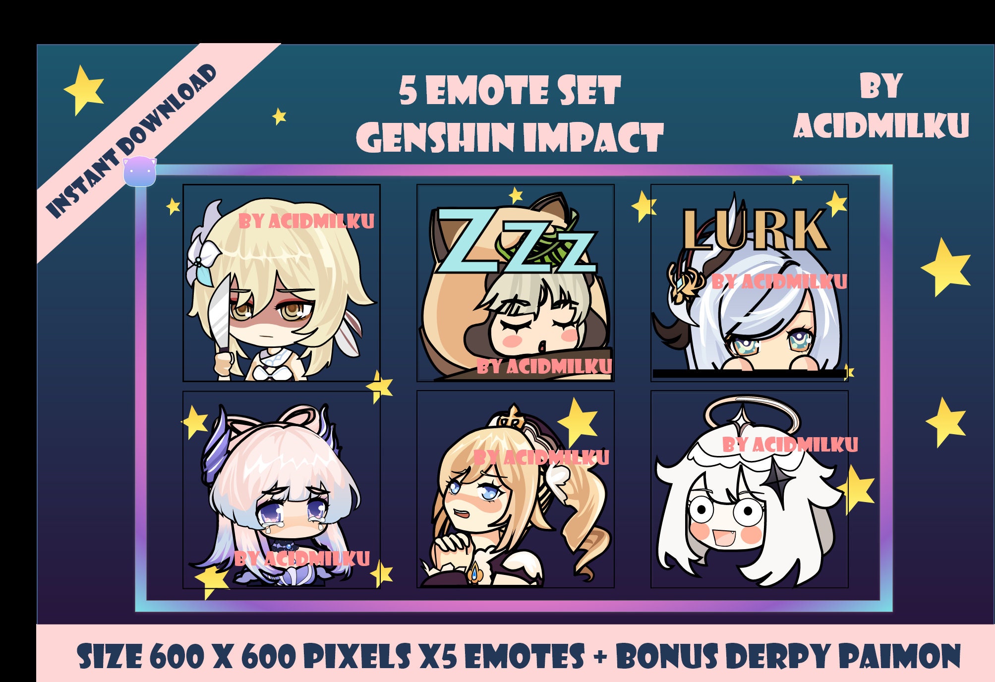 Genshin Impact 5 Emote Set, FREE Paimon Emote for Limited Time! - Etsy