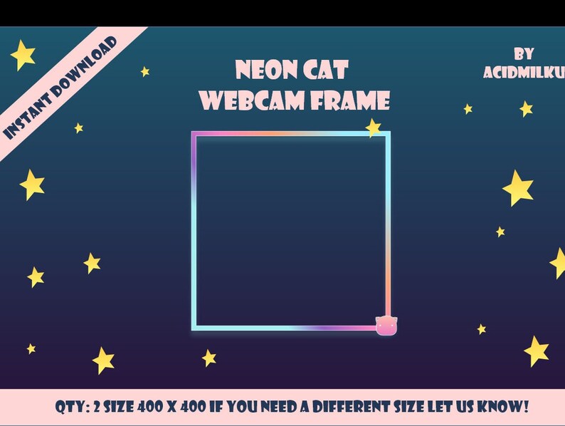 Neon Webcam Cat Frame - Etsy