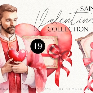 Watercolor Saint Valentine Priest Valentines Day Digital Clipart ...