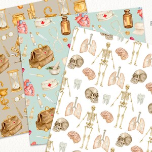 Watercolor Medical Digital Paper Pack for Scrapbooking. Medical ...