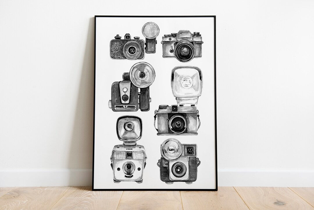 Watercolor Photography PRINTABLE Wall Art Poster Vintage Camera Print ...