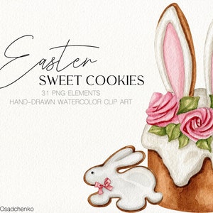 Watercolor Easter Sweets Cookies Clipart Illustration Easter Chocolate ...